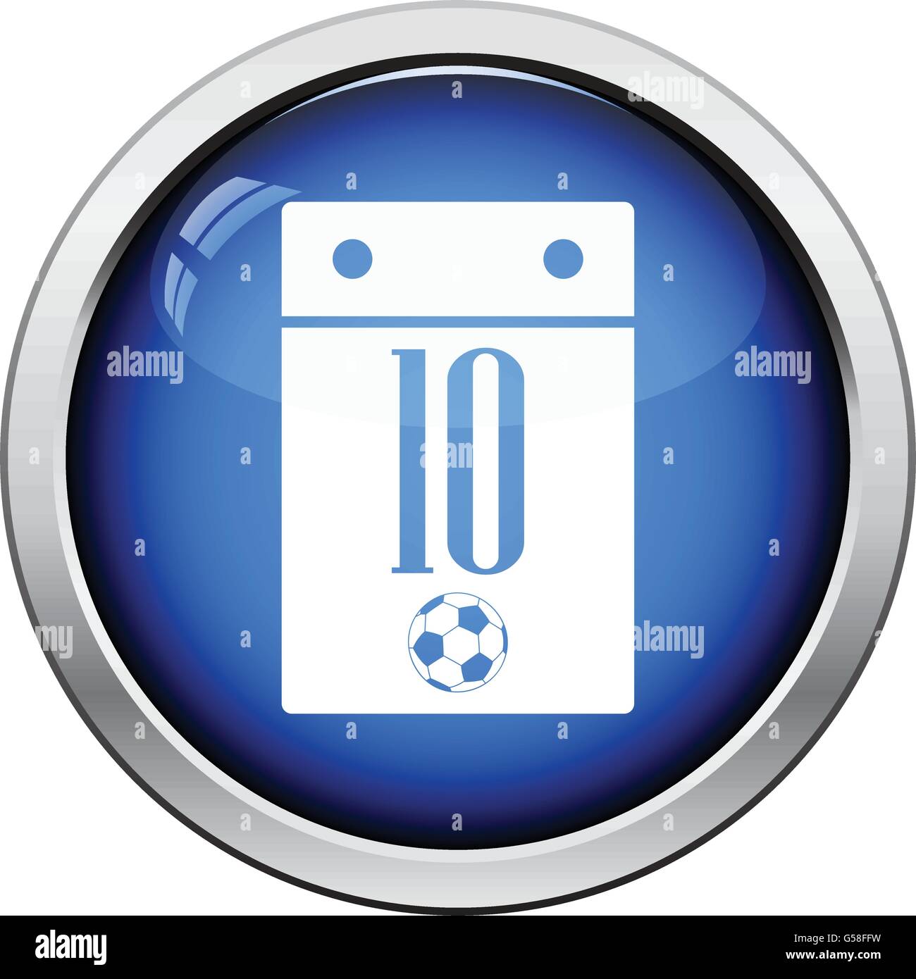 Icon of football calendar. Glossy button design. Vector illustration ...