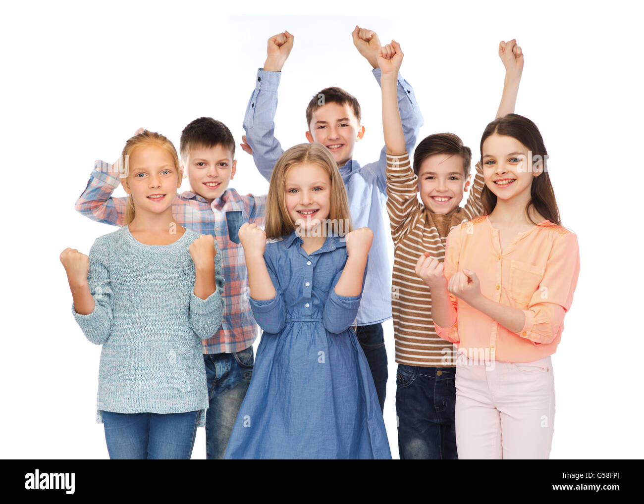 happy children celebrating victory Stock Photo - Alamy