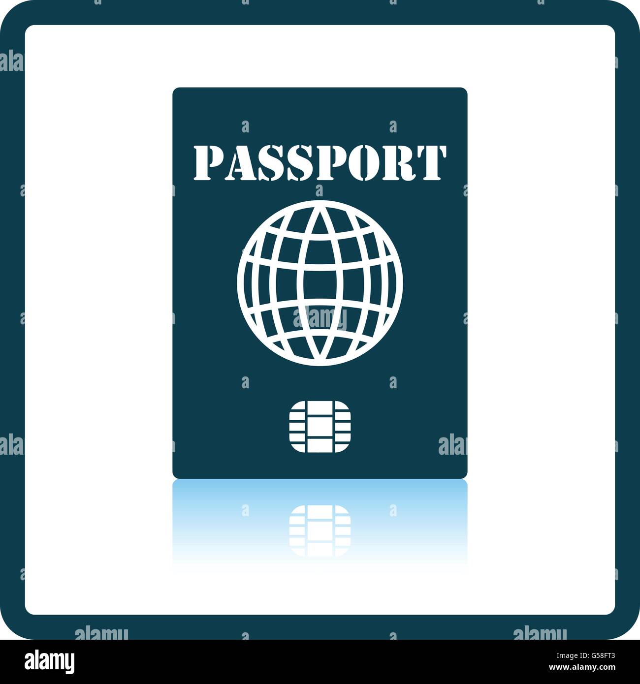 Passport with chip icon. Shadow reflection design. Vector illustration ...