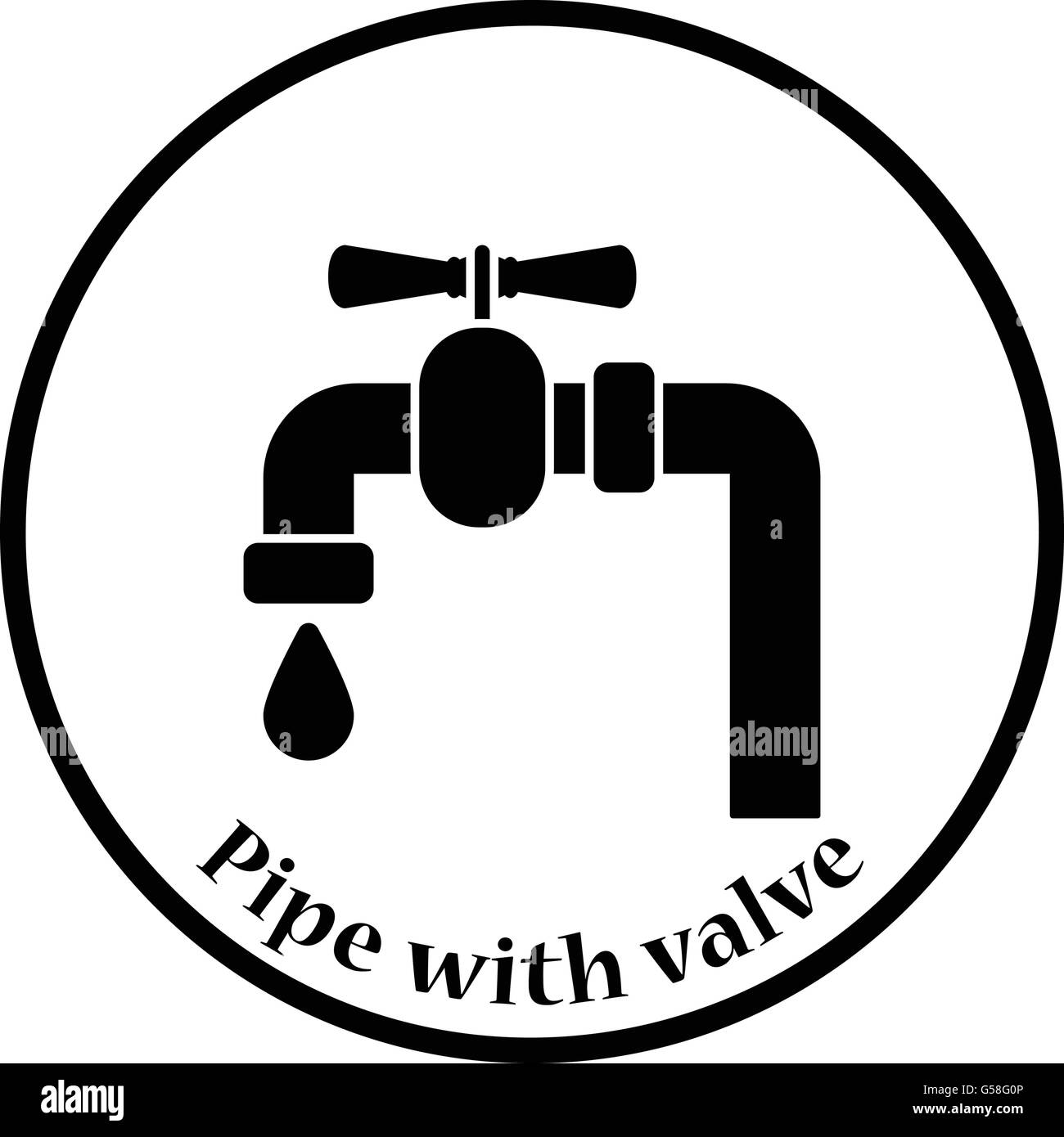 Icon of pipe with valve. Thin circle design. Vector illustration Stock ...