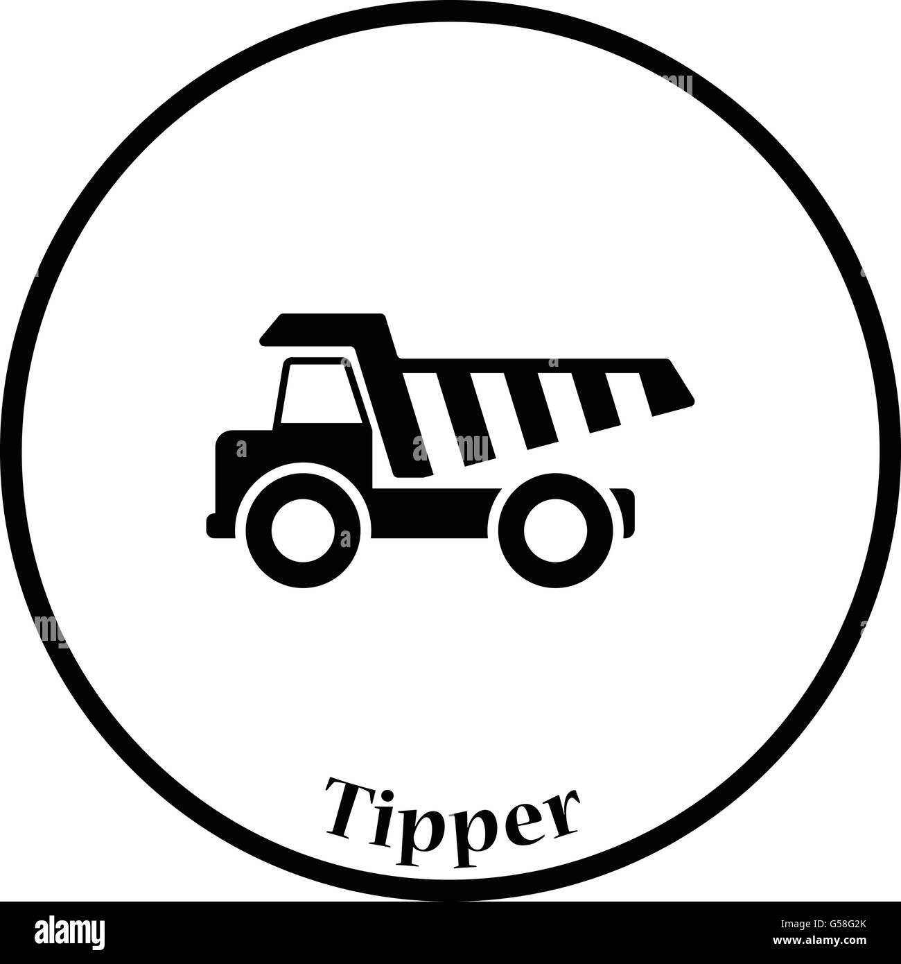 Icon of tipper. Thin circle design. Vector illustration Stock Vector ...