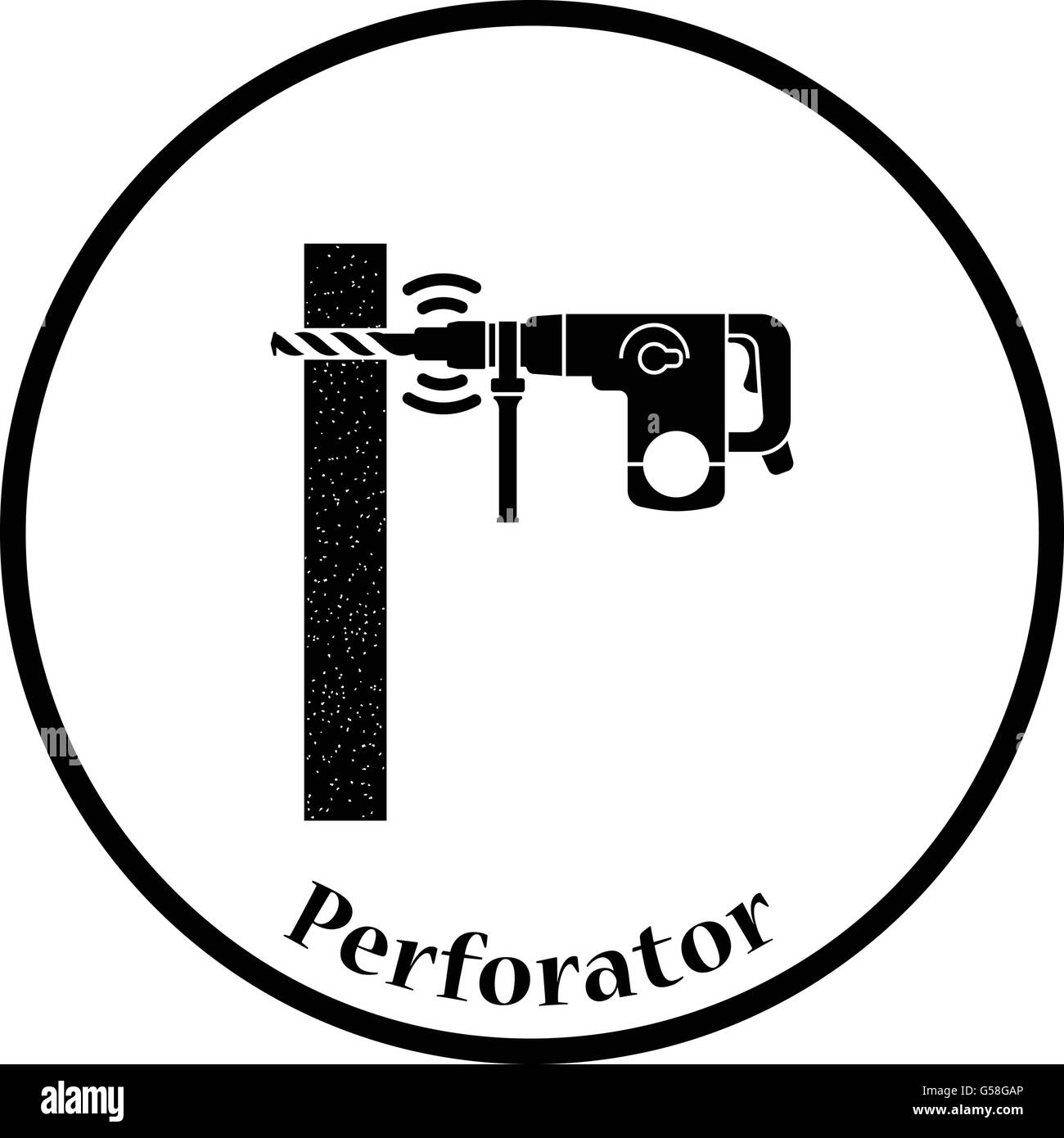 Icon of perforator drilling wall. Thin circle design. Vector ...