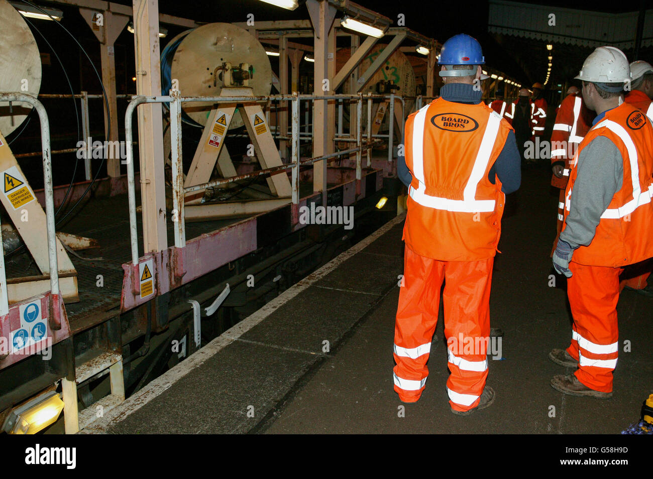 Cable laying train at Fenny Compton during the re signalling of the ...