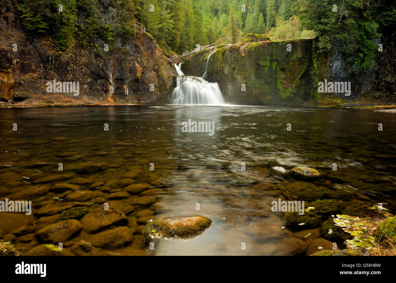 WA12831-00...WASHINGTON - The pool at the base of Upper Lewis Falls on ...