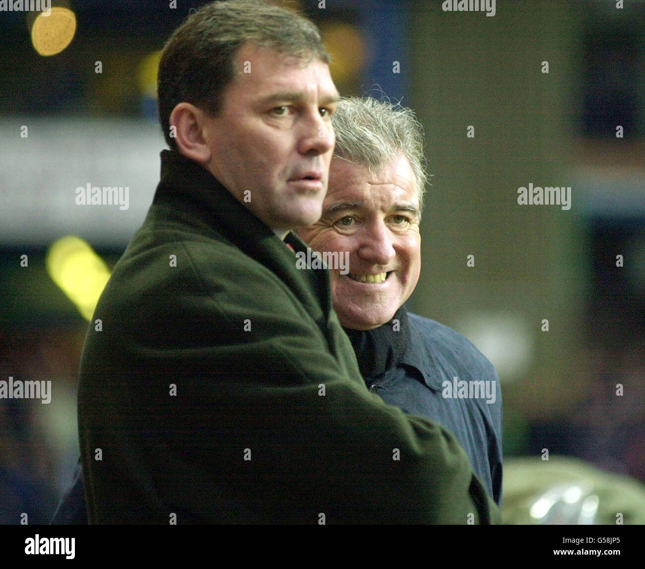 Middlesbrough's Bryan Robson (front) and Terry Venables feel the ...