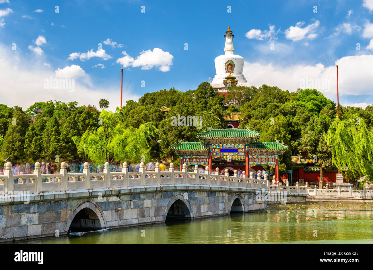View of Jade Island with White Pagoda in Beihai Park - Beijing Stock ...