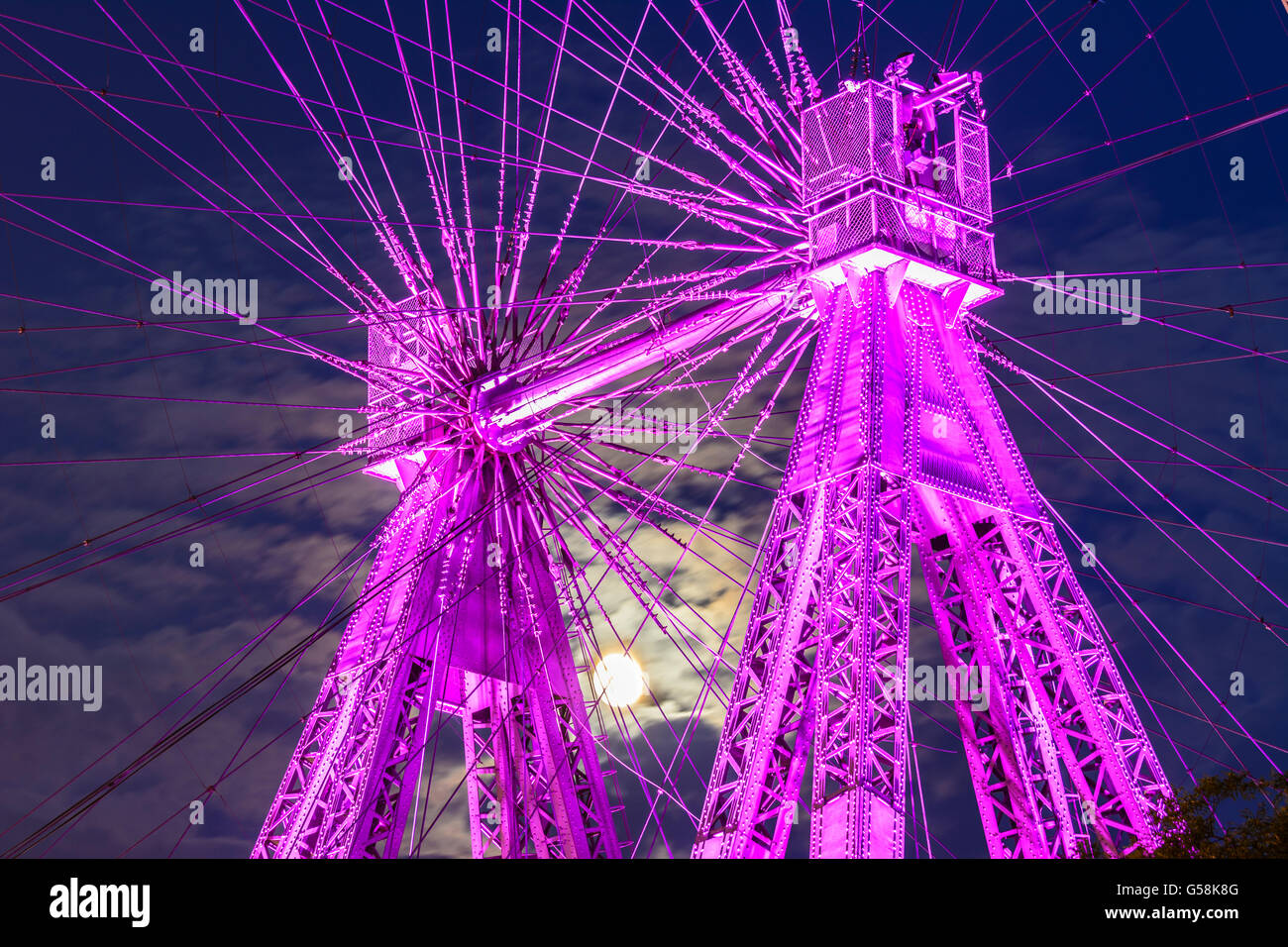 Hub from Ferris wheel in the Prater, full moon, Wien, Vienna, Austria ...