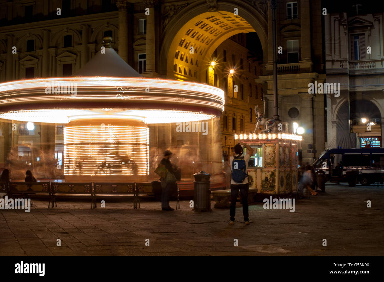 Carousel lights at night Stock Photo - Alamy
