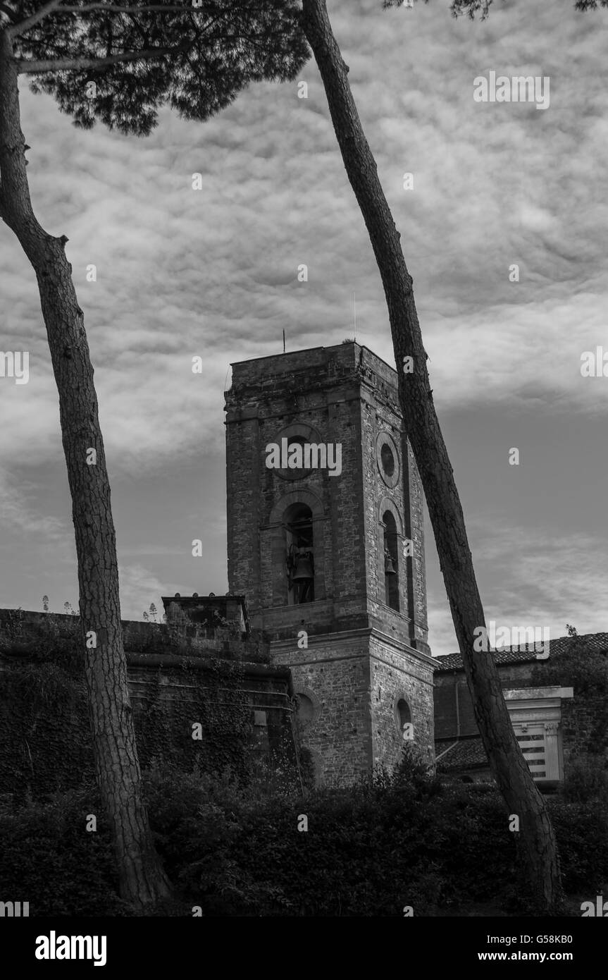 Two church tower Black and White Stock Photos & Images - Alamy