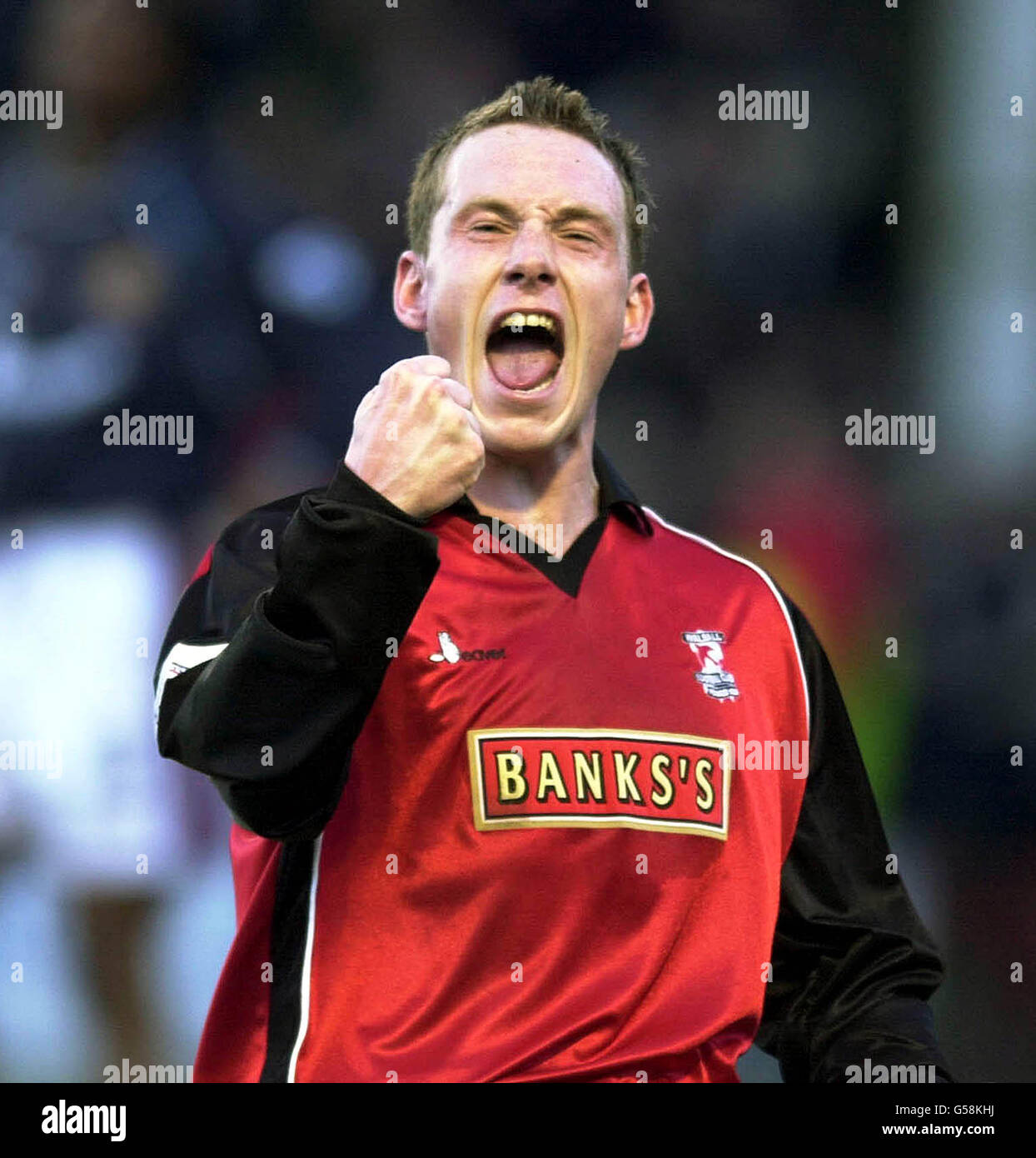 Walsall's Darren Wrack celebrates after scoring against West Ham United ...