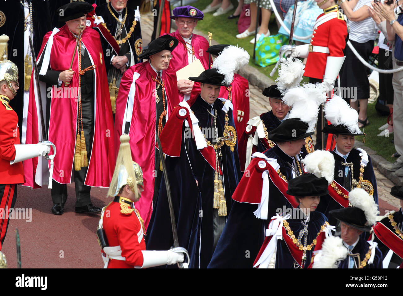 The Duke of Cambridge and other Garter Knights walk from Windsor Castle ...