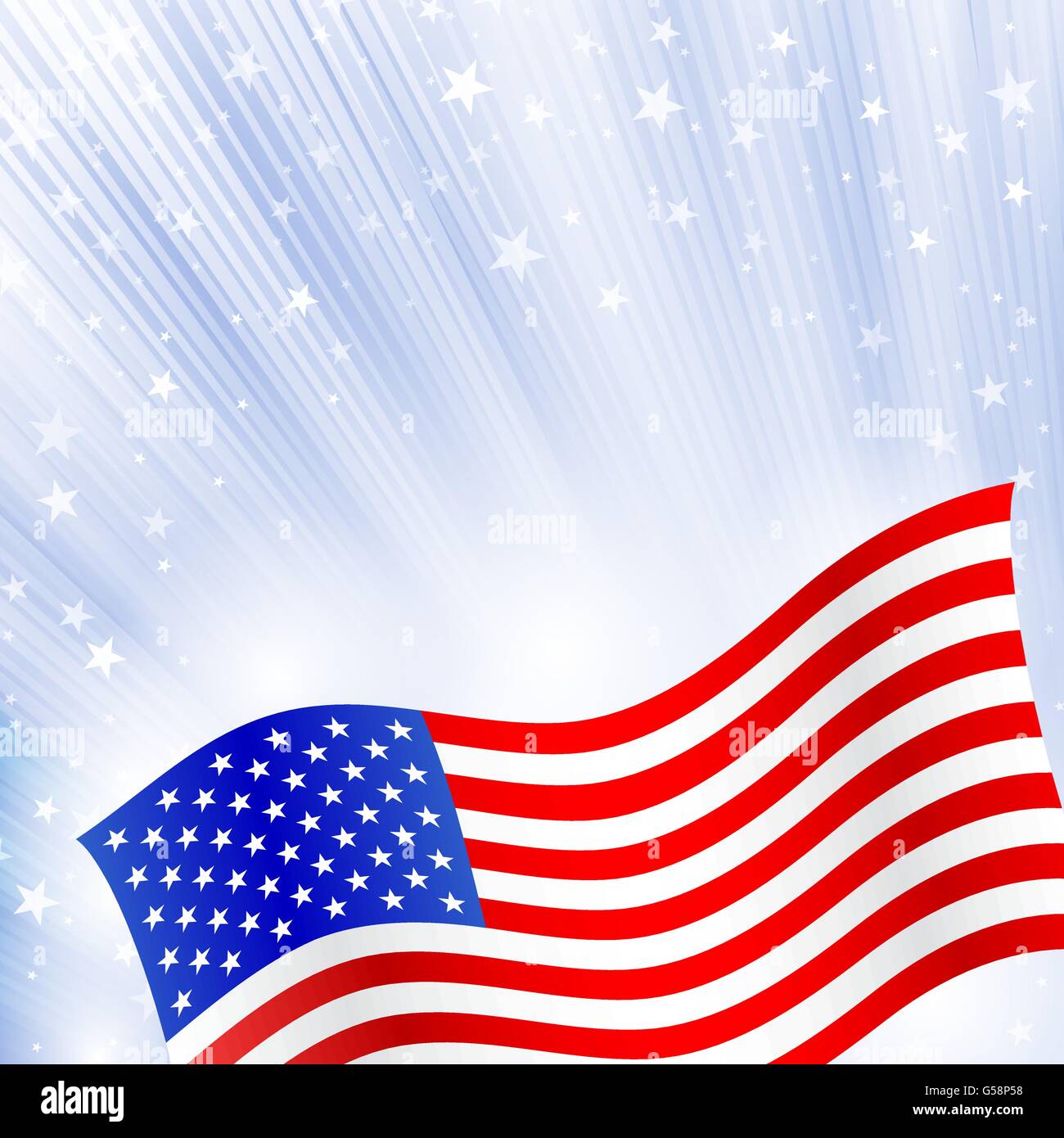 Shiny American national flag waving for Fourth of July Stock Vector ...
