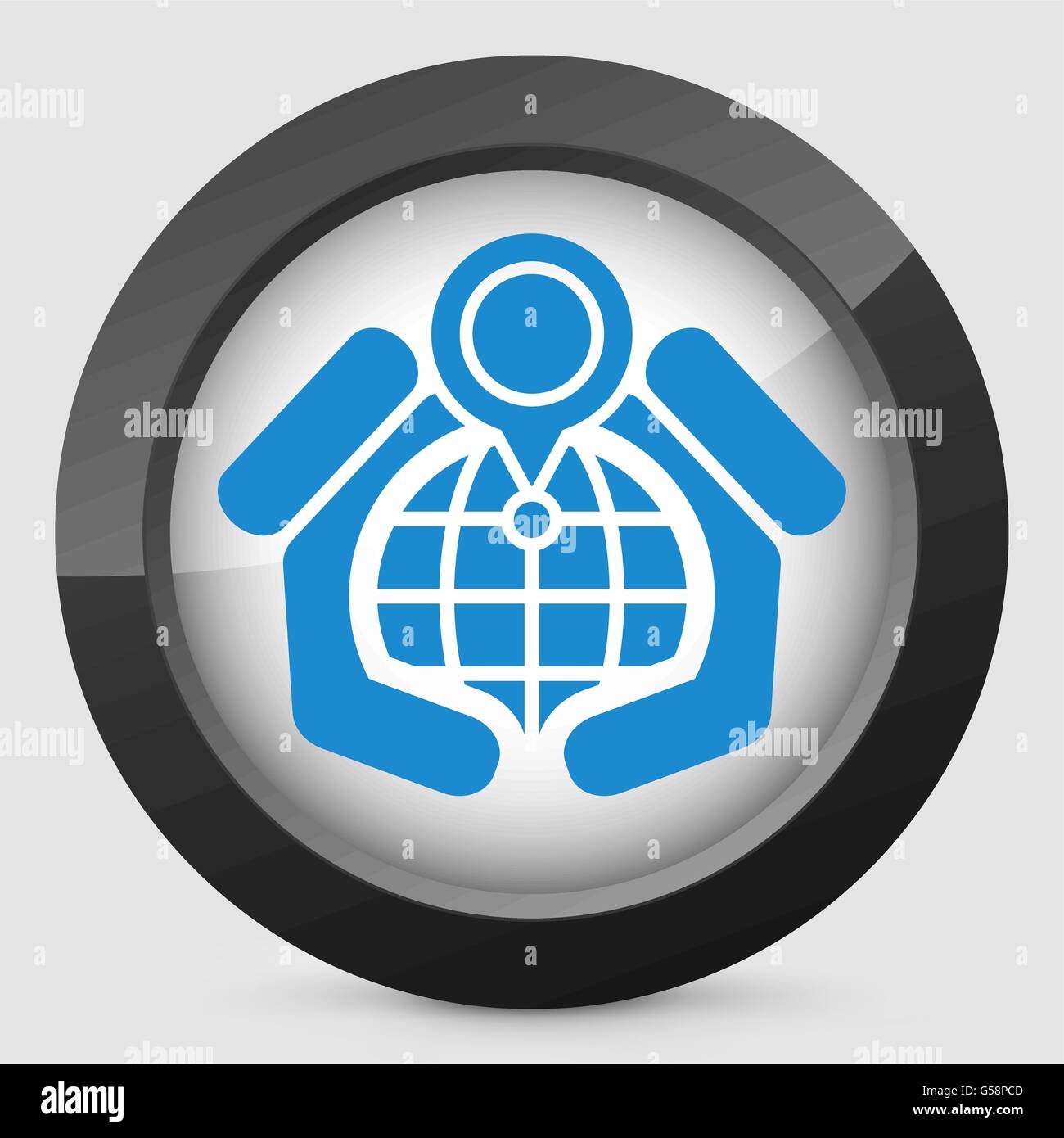 World map globe hand pointing Stock Vector Images - Alamy