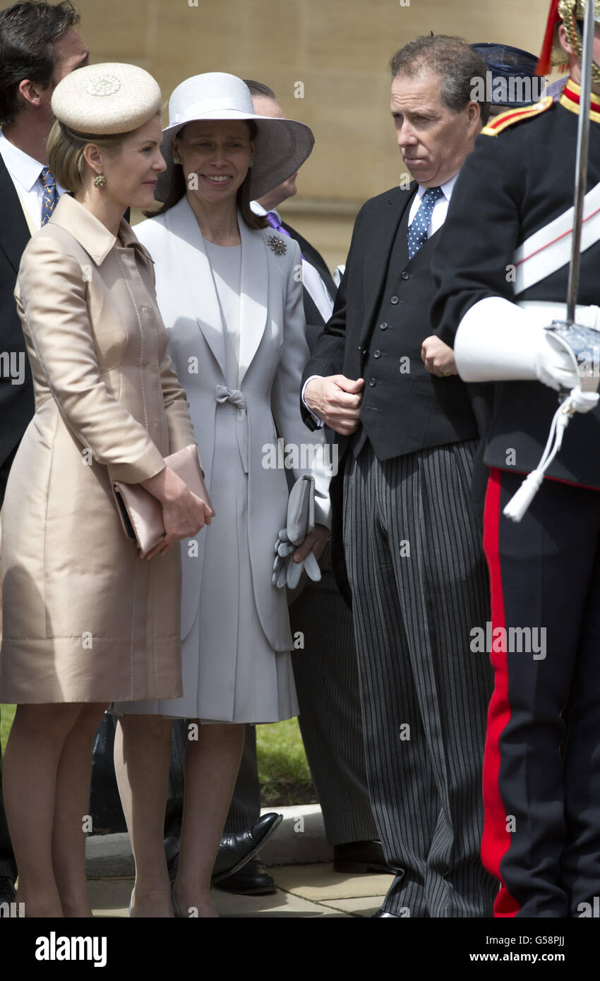Viscount Linley with his wife Serena and sister Lady Sarah Chatto ...