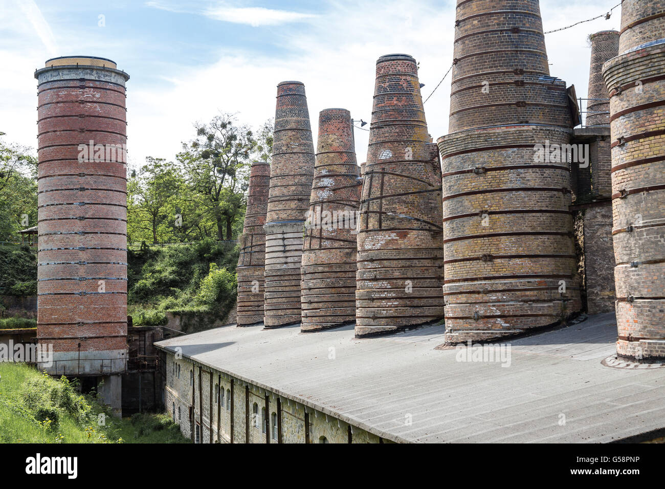 old factory with chimneys Stock Photo - Alamy