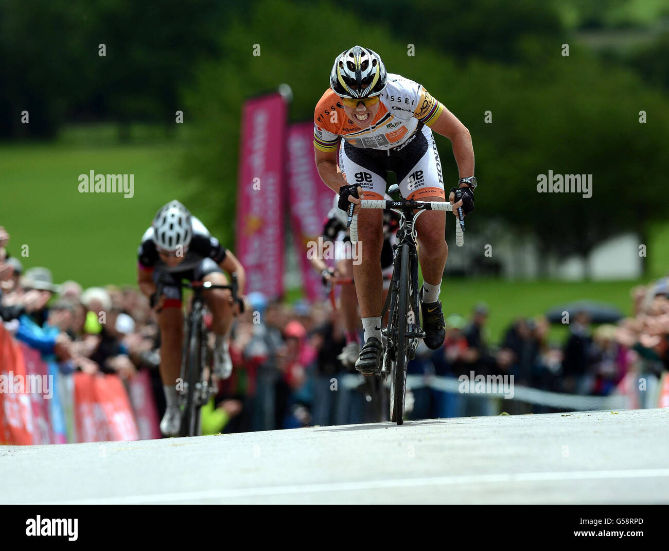 Nicole Cooke the Current Olympic Womens Road Race Champion finishes out ...