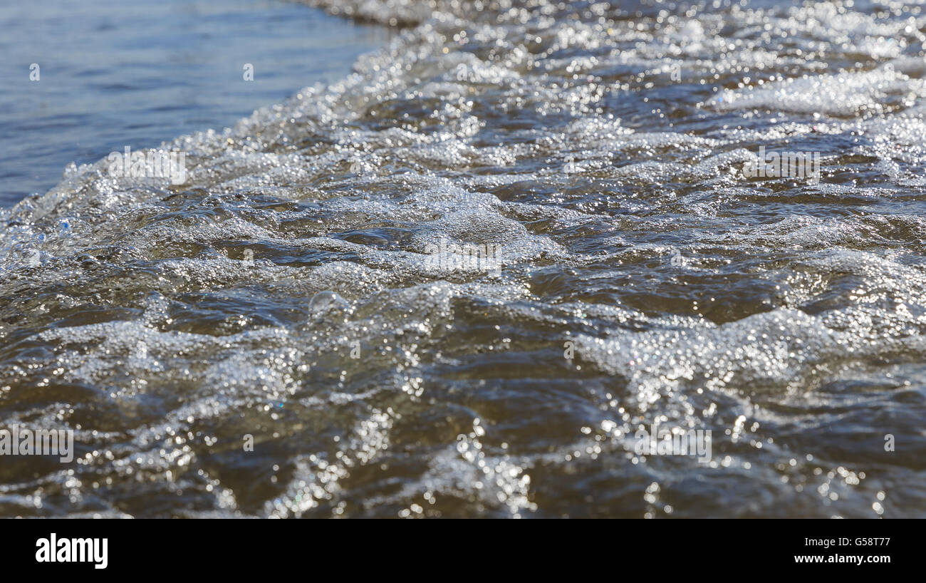 The crest of the waves on the beach of the Caspian Sea near Baku Stock ...