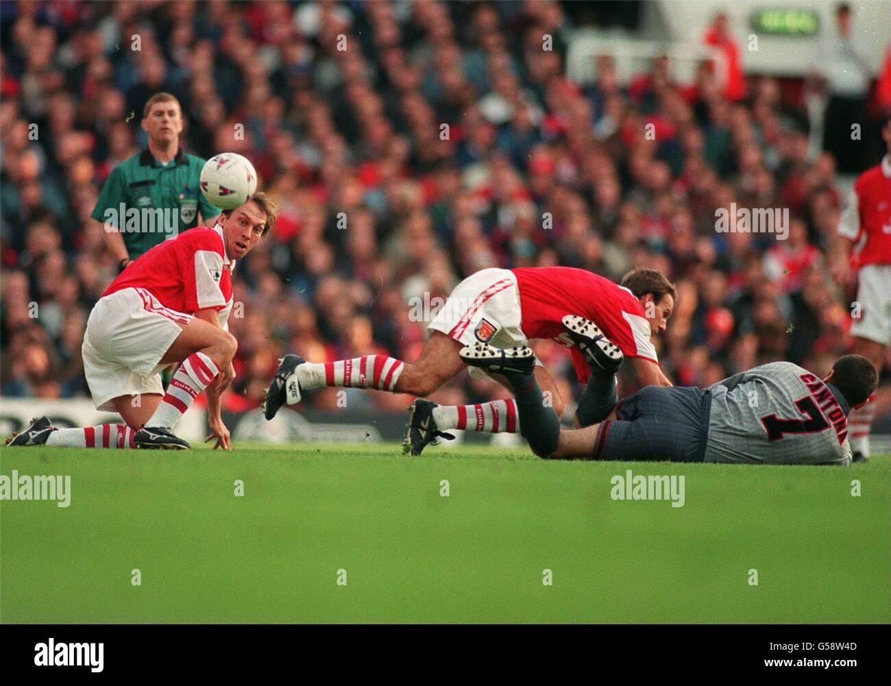 SOCCER. L-R: DAVID PLATT & PAUL MERSON, ARSENAL. ERIC CANTONA ...