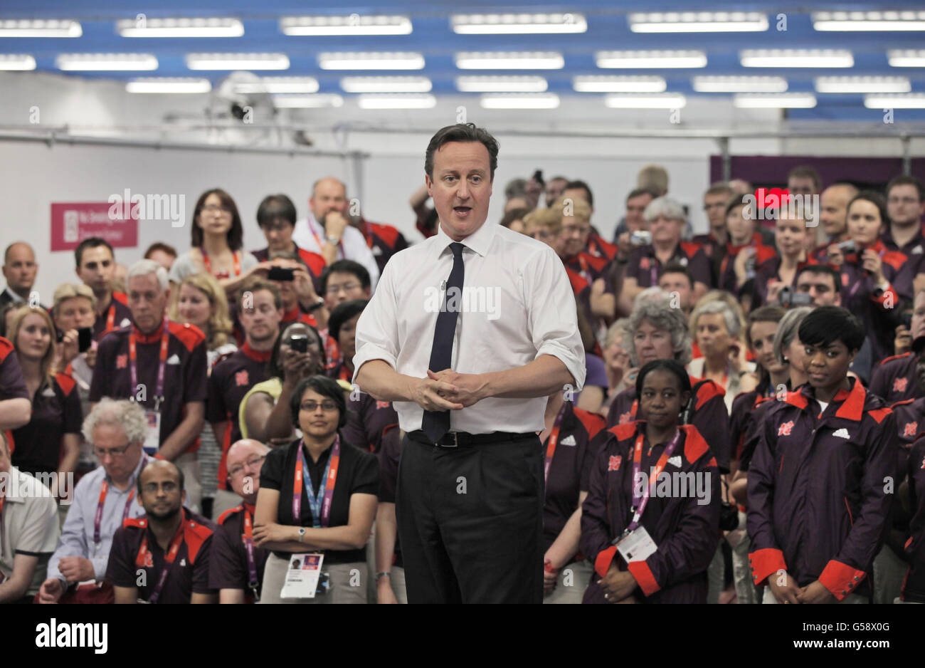 Prime Minister David Cameron talks to London 2012 Olympic and ...