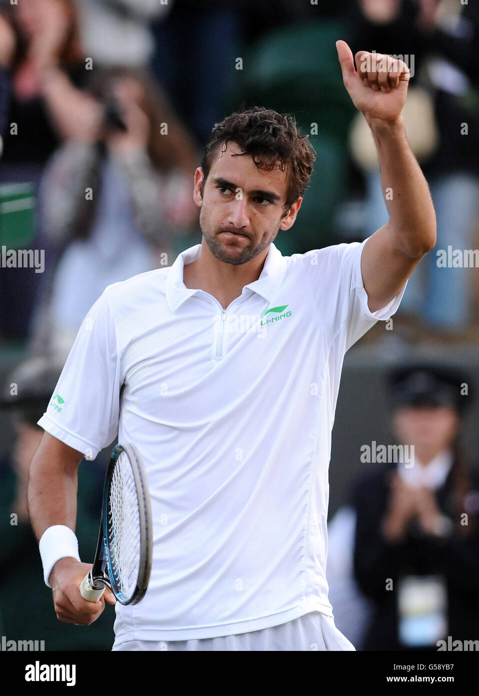 Croatia's Marin Cilic celebrates victory in his match against the USA's ...
