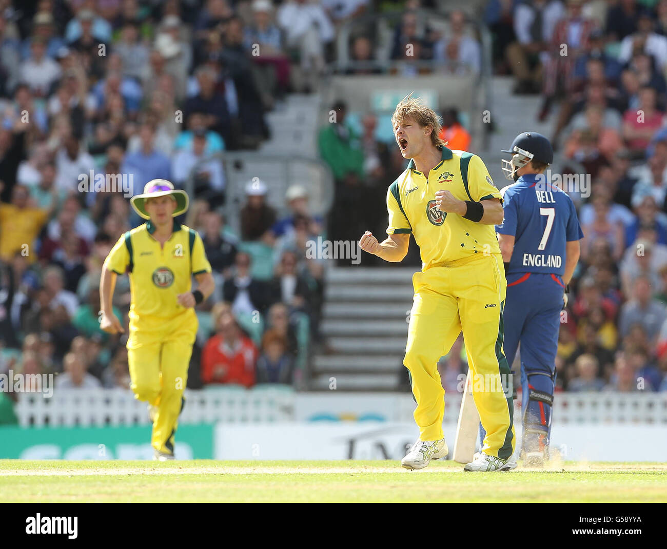 Australia's Shane Watson celebrates taking the wicket of England's ...