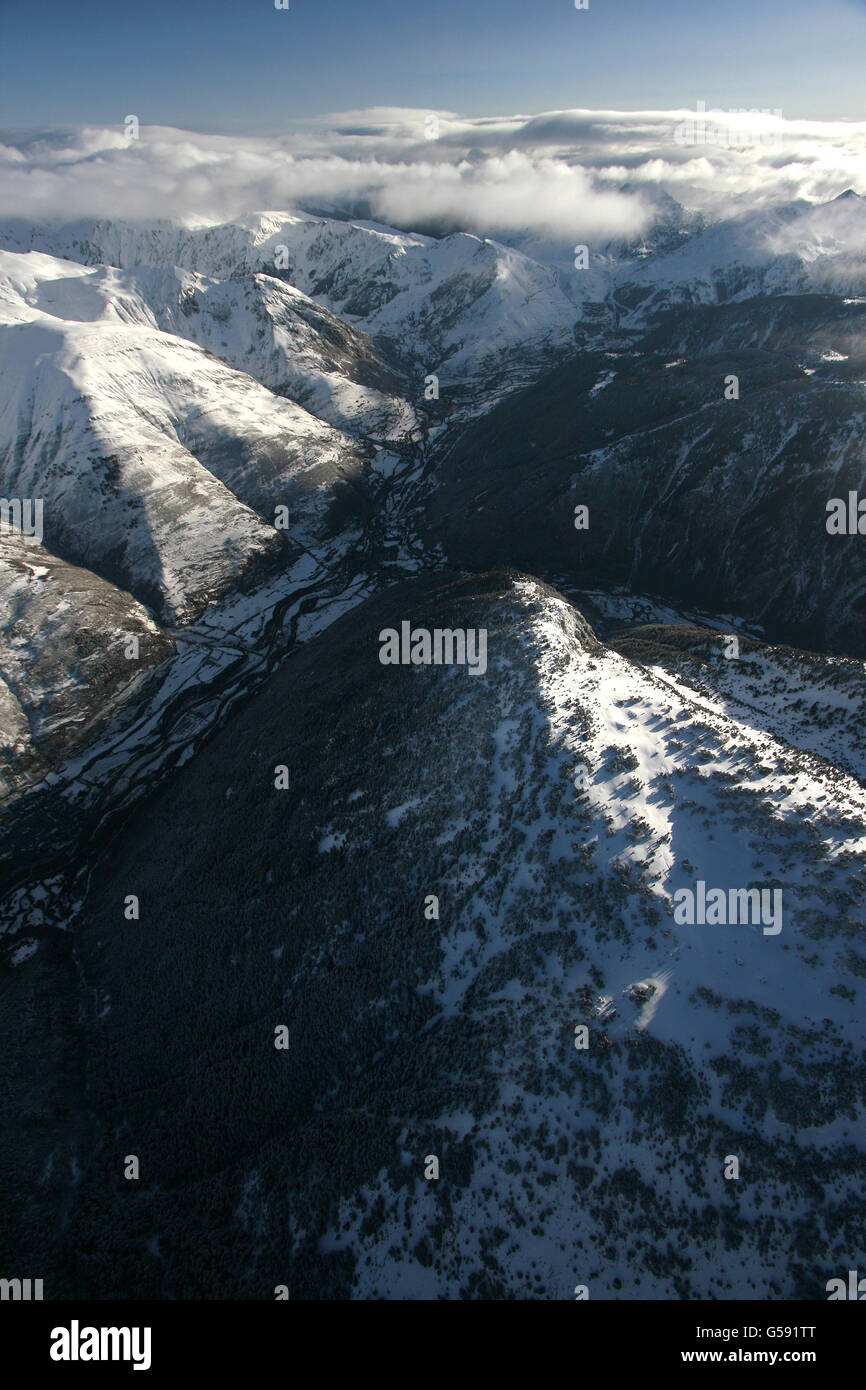 Salardu. Aran Valley, aerial view. Pyrenees. Lerida province. Catalonia ...