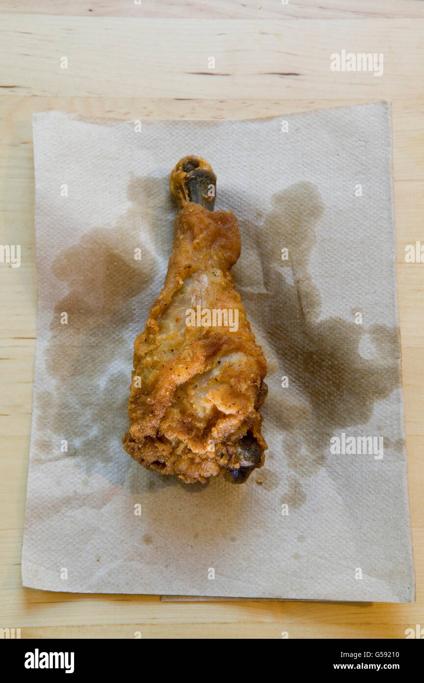 In this illustration photo a piece of Kentucky Fried Chicken stands on ...
