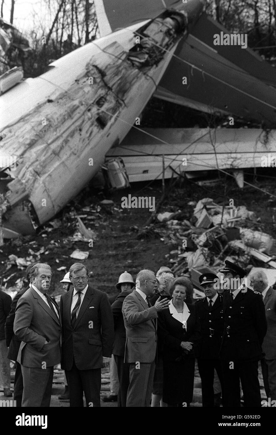 Prime Minister Margaret Thatcher, British Midland chairman Michael ...