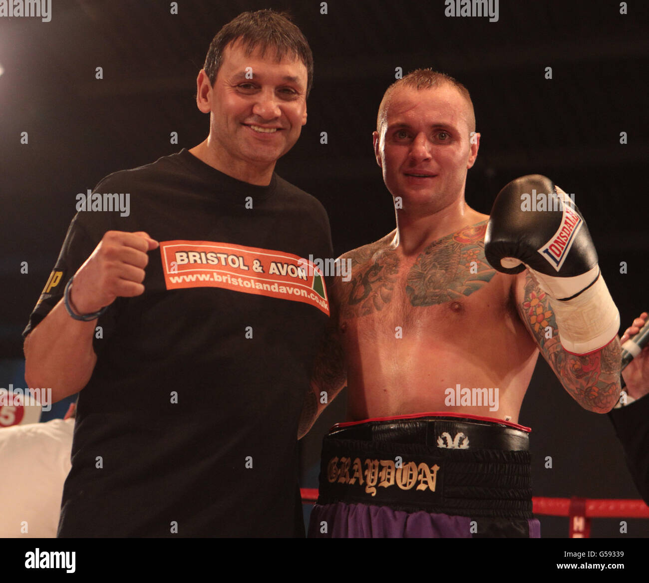 Michael Graydon (right) with his trainer Chris Sanigar at the Hand ...