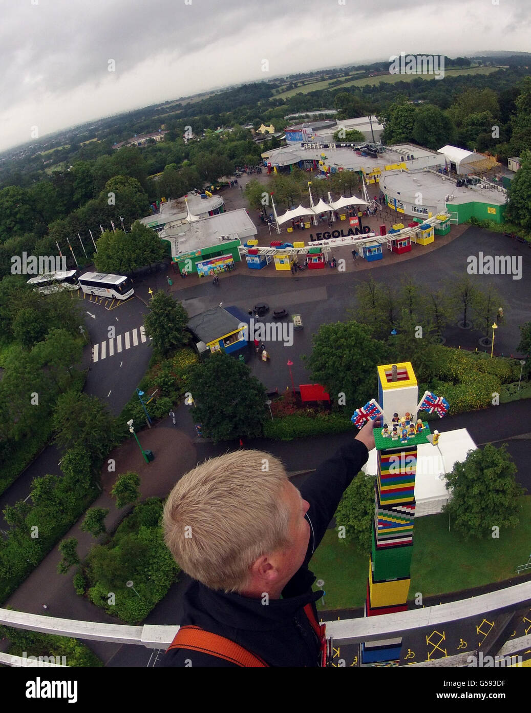 Per K Knudsen places nine Team GB LEGO mini figures on the top of the ...