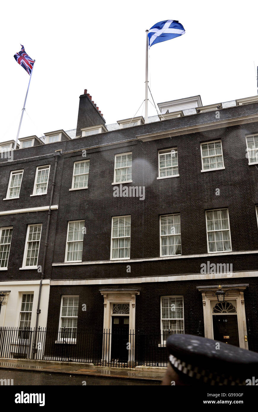 The Scottish Saltire flies alongside the Union flag above 10 Downing ...
