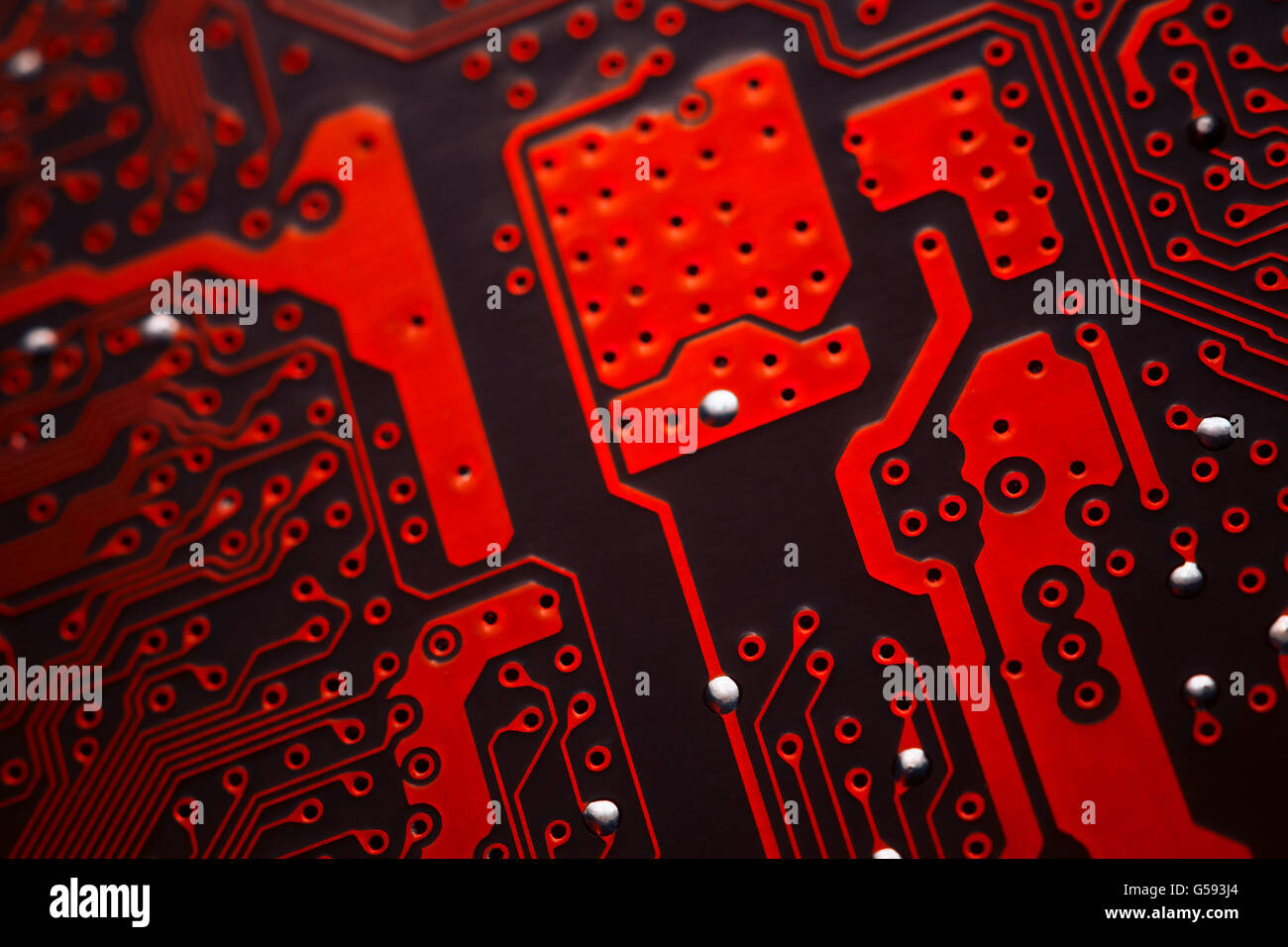 Bokeh electronic circuit close up computer in red colors Stock Photo ...
