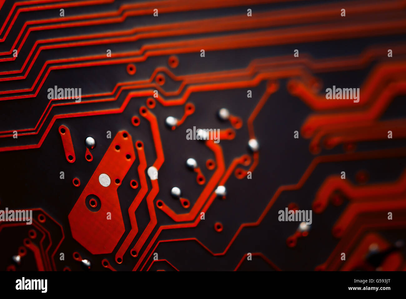 Bokeh electronic circuit close up computer in red colors Stock Photo ...