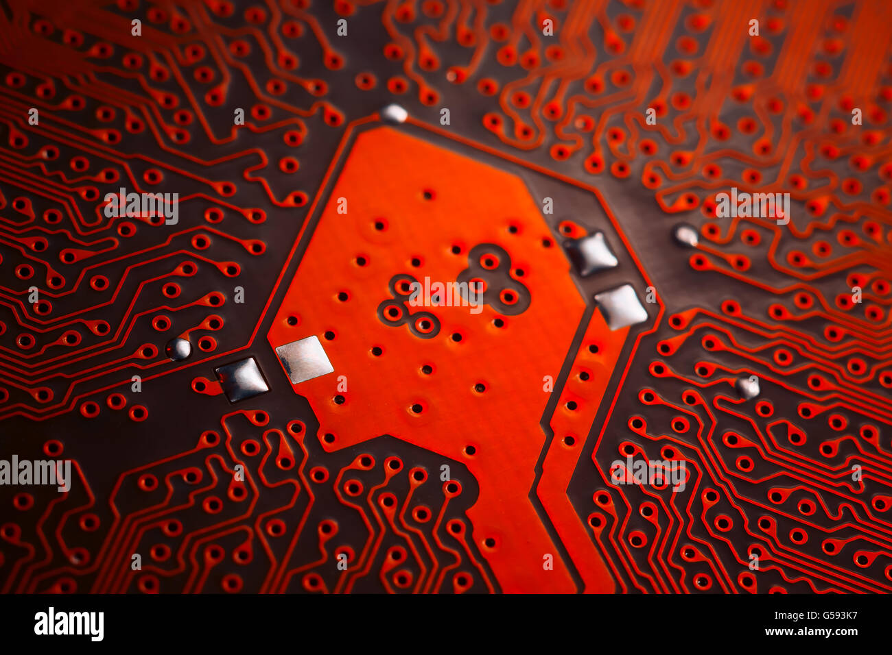 Bokeh electronic circuit close up computer in red colors Stock Photo ...
