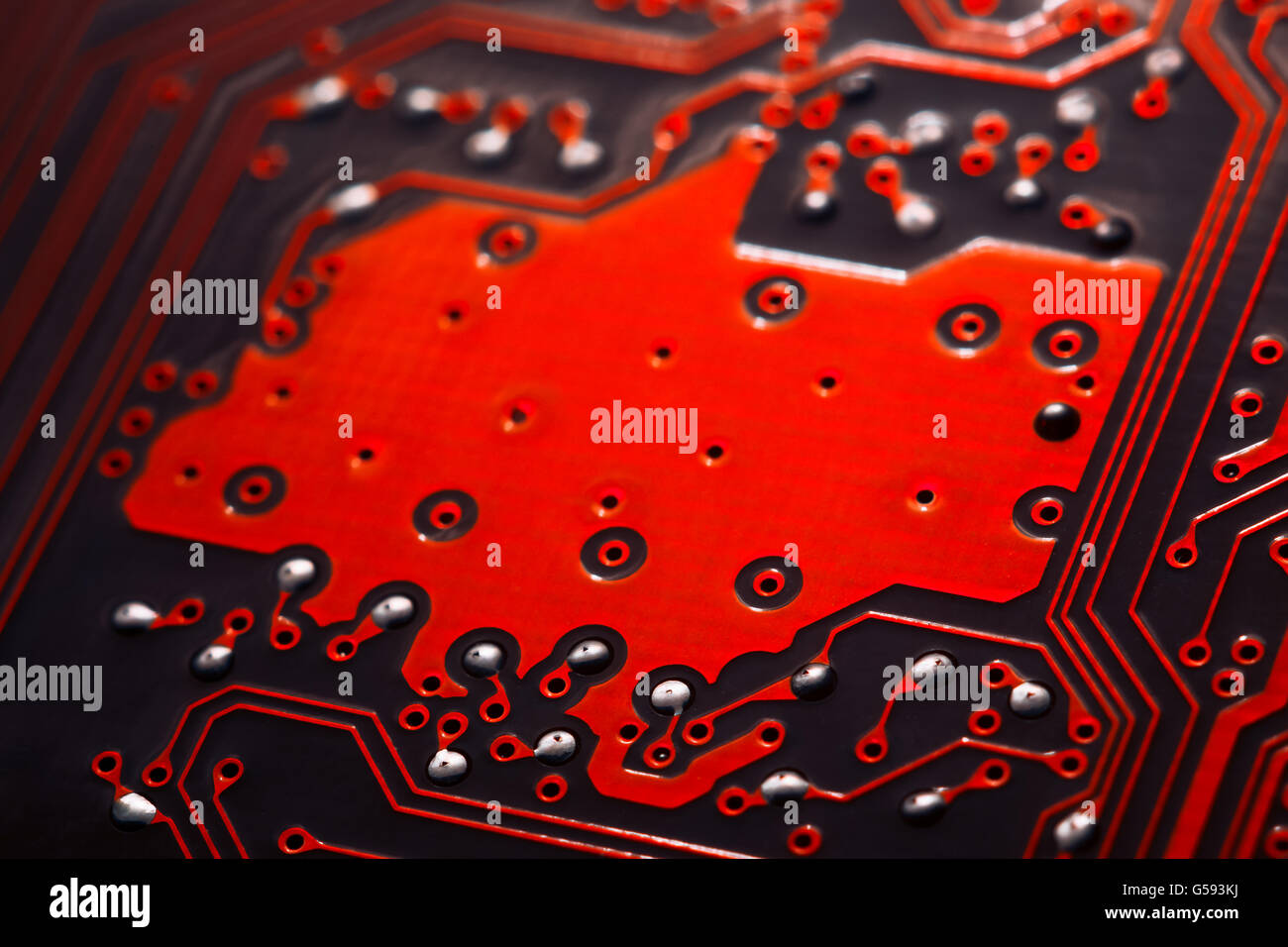 Bokeh electronic circuit close up computer in red colors Stock Photo ...