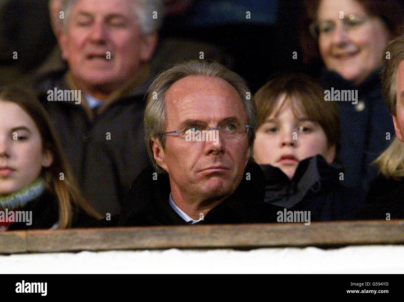 New England manager Sven Goren Eriksson takes his seat before the ...