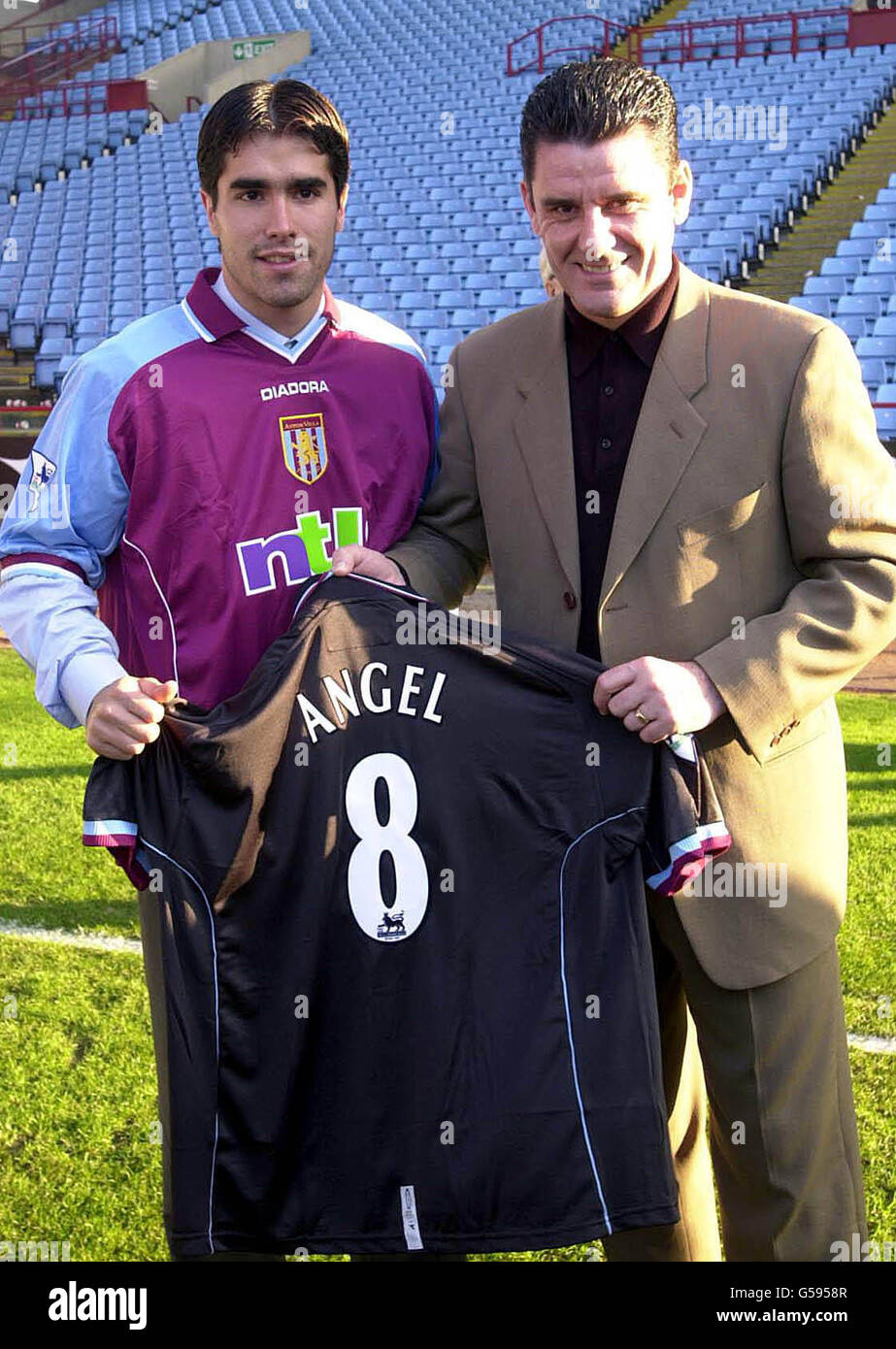 Aston Villa's record 9.5million signing Juan Pablo Angel (left) poses ...