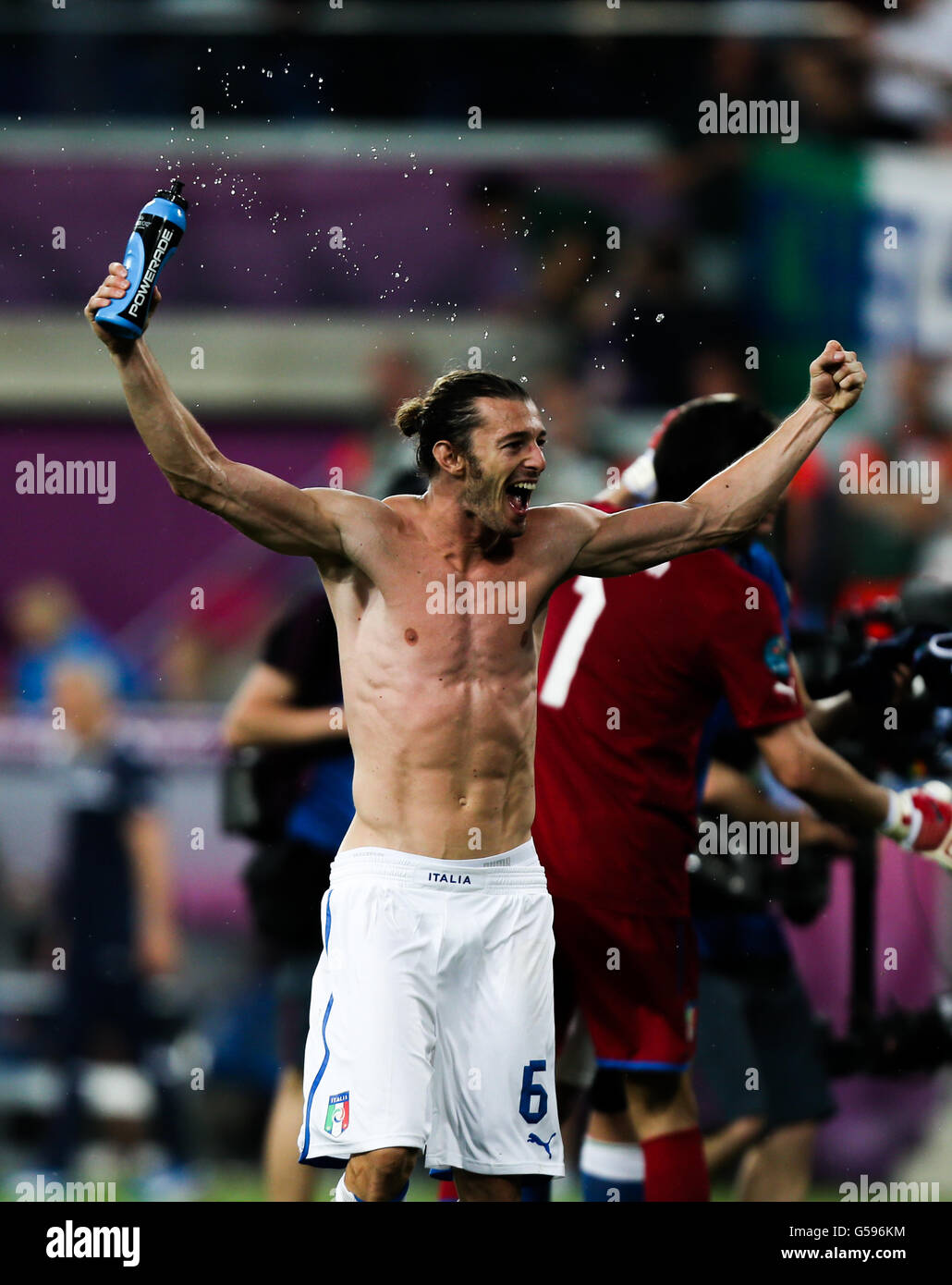 Italy's Federico Balzaretti celebrates after the final whistle Stock ...