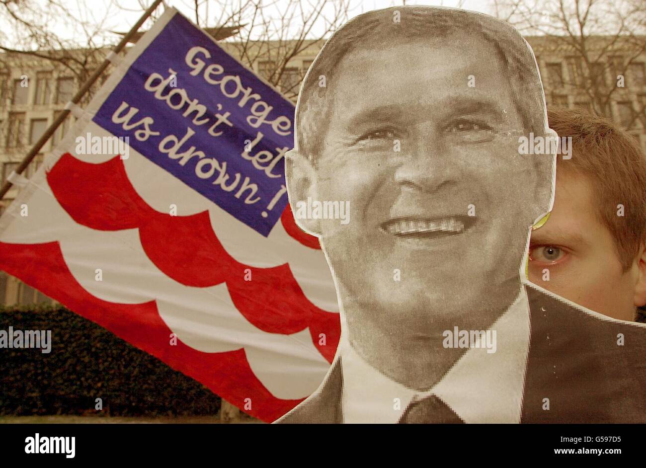 Protestors from the Green party and Friends of the Earth with a cut-out ...