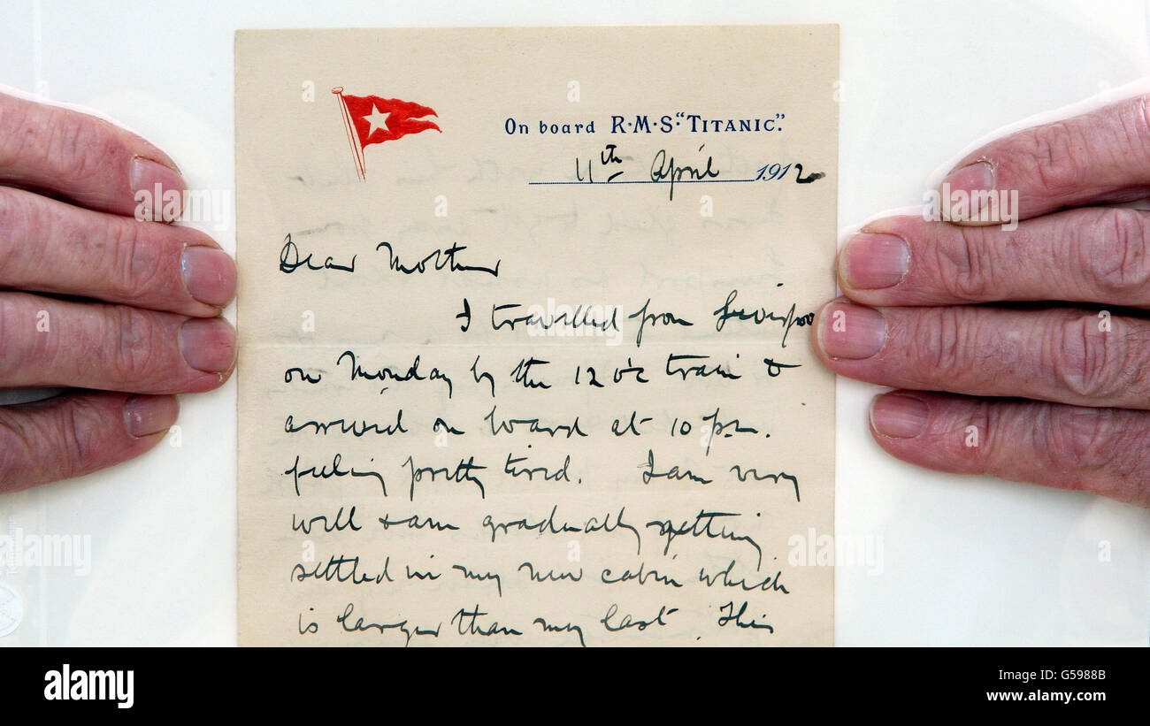 Titanic letter on display hi-res stock photography and images - Alamy