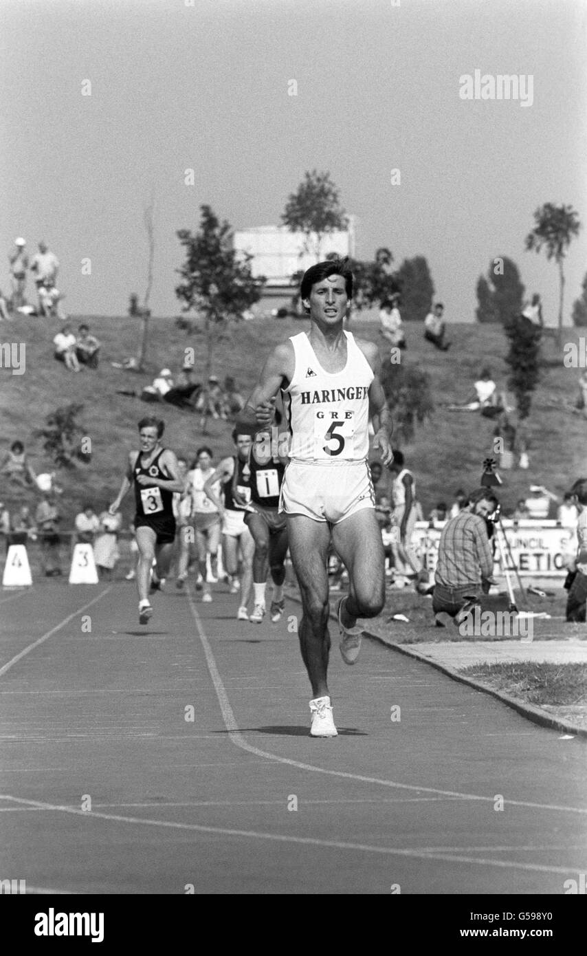 Olympic champion, Sebastian Coe, racing to a win in the 1,500 metres ...
