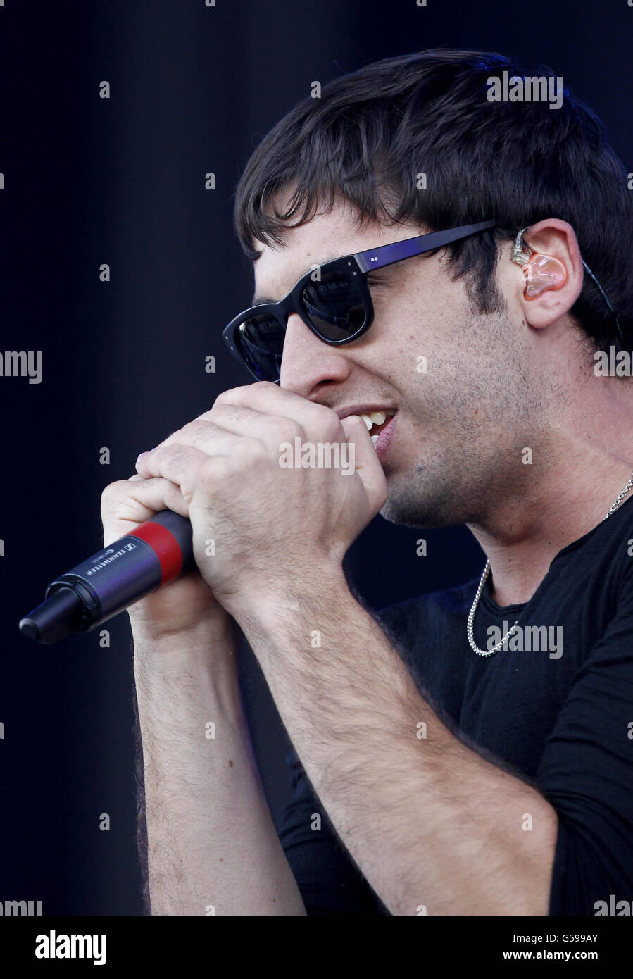 Example performs on the main stage at the Isle of Wight Festival Stock ...