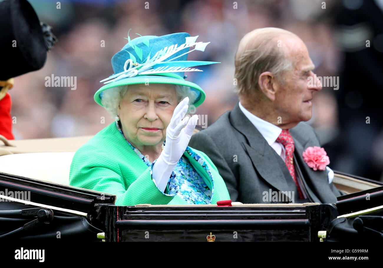 Queen Elizabeth II and Duke of Edinburgh arrive during day five of the ...