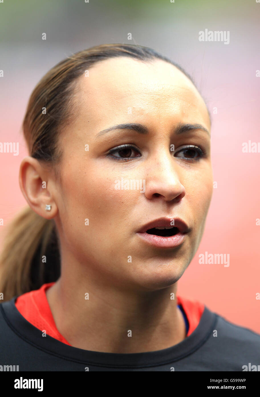 Jessica Ennis in the womens high jump during the Aviva UK Trials and ...
