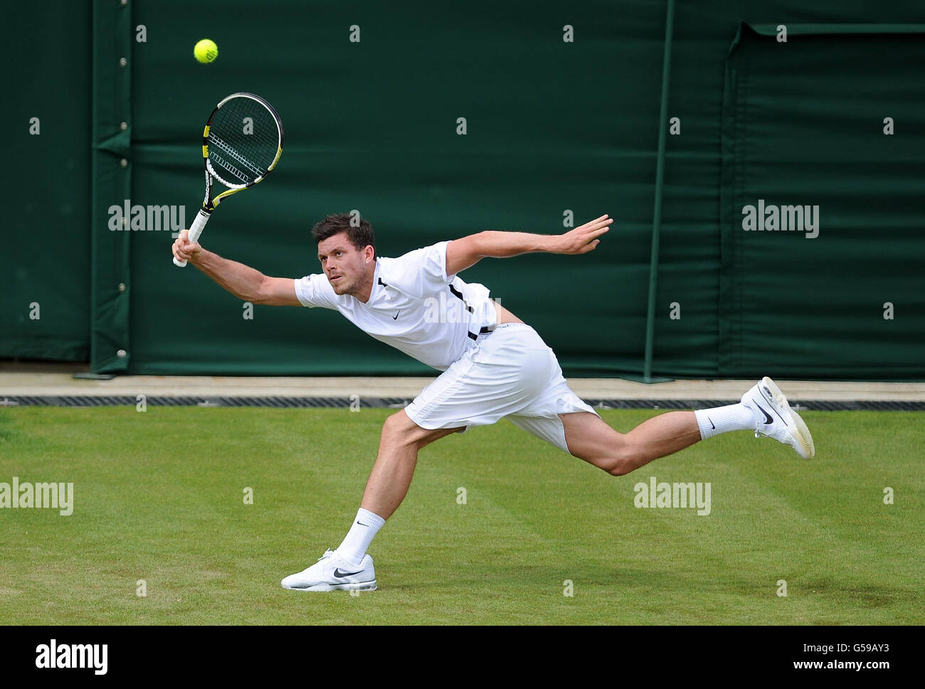 Great Britain's Josh Goodall in action against Slovenia's Grega Zemlja ...