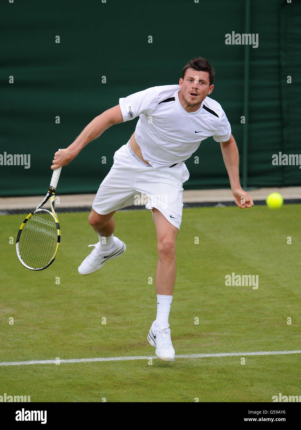 Great Britain's Josh Goodall in action against Slovenia's Grega Zemlja ...