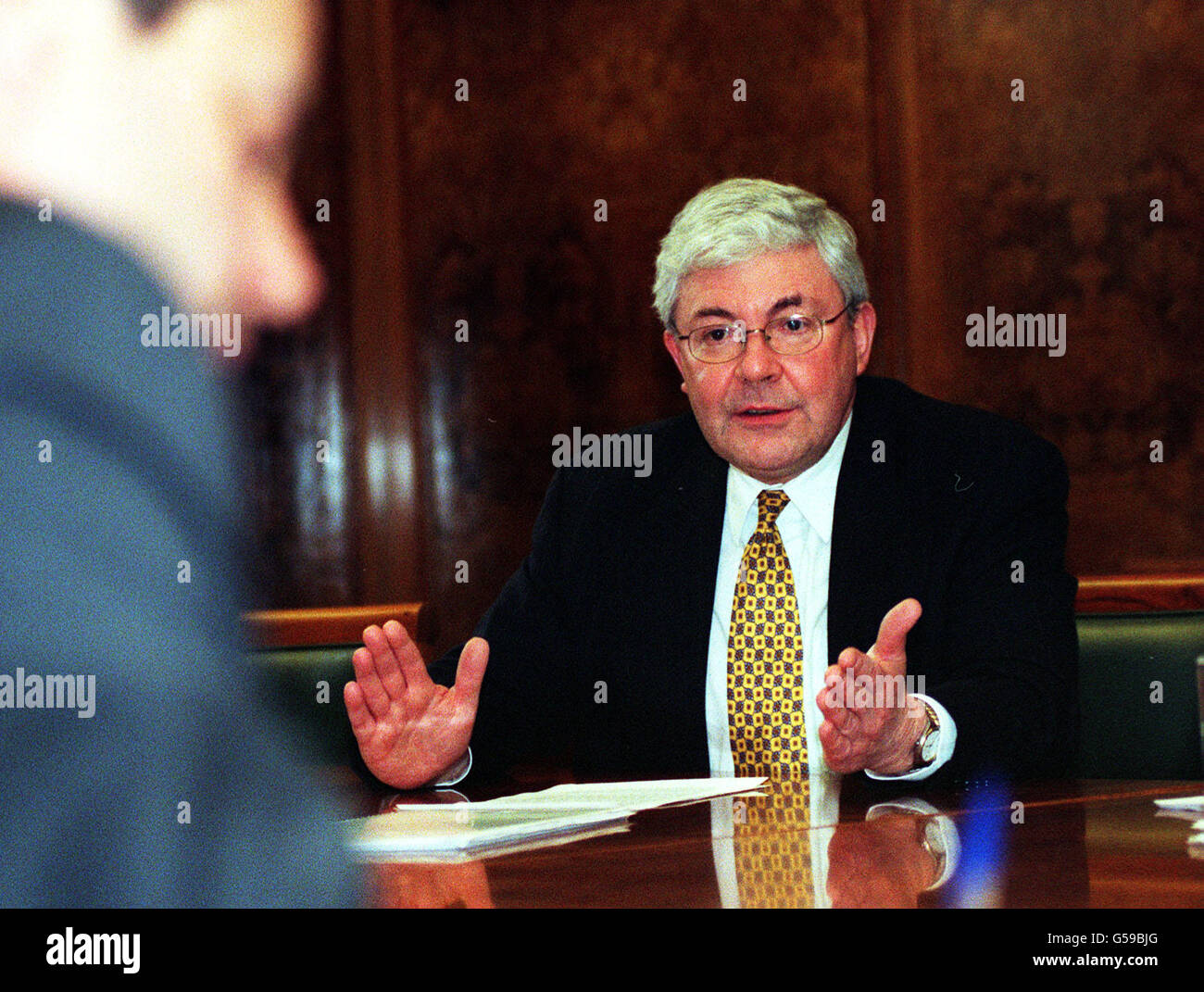 Lloyds TSB chief executive, Peter Ellwood, speaks to a journalist at ...