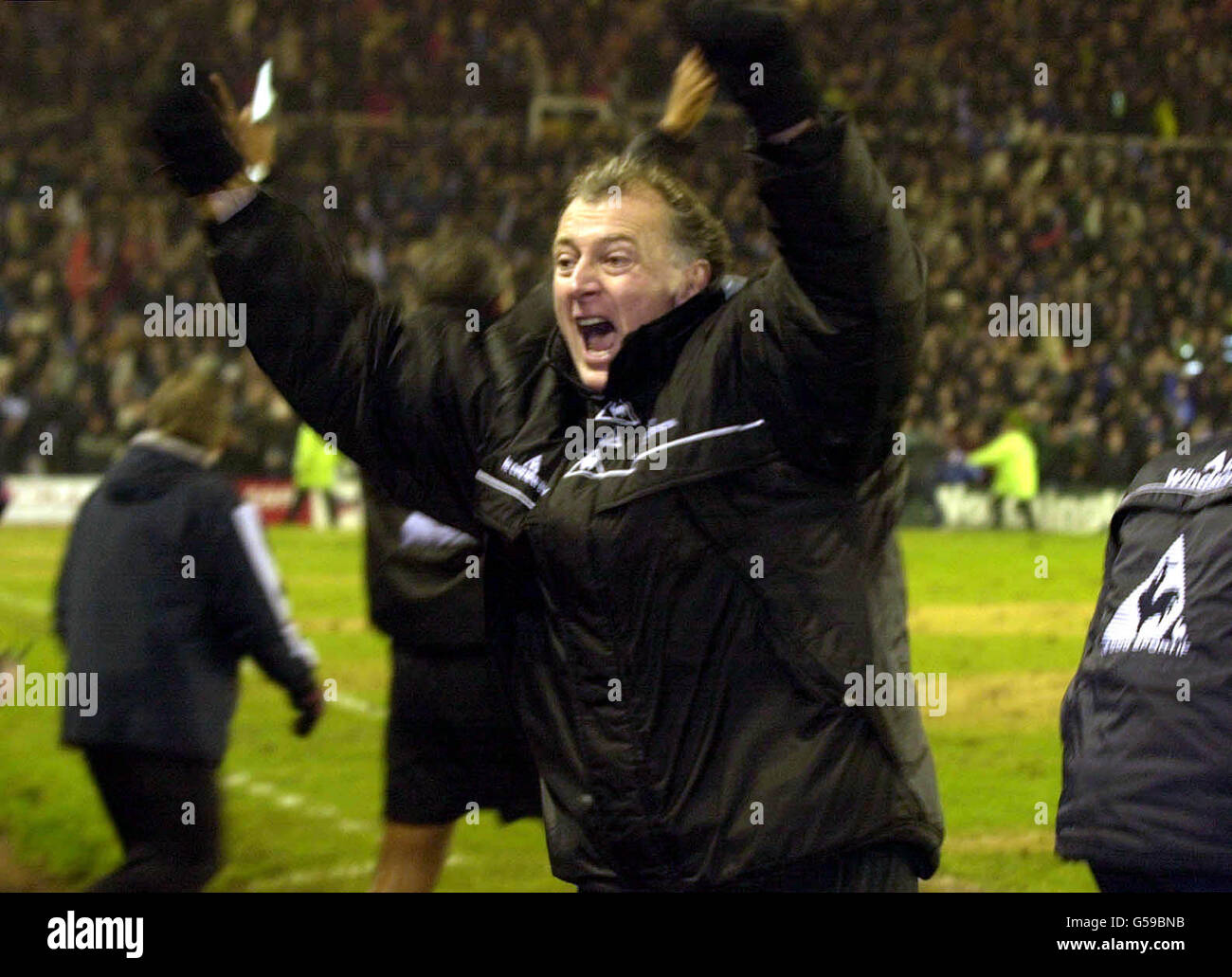 Birmingham City football manager Trevor Francis celebrates after his ...