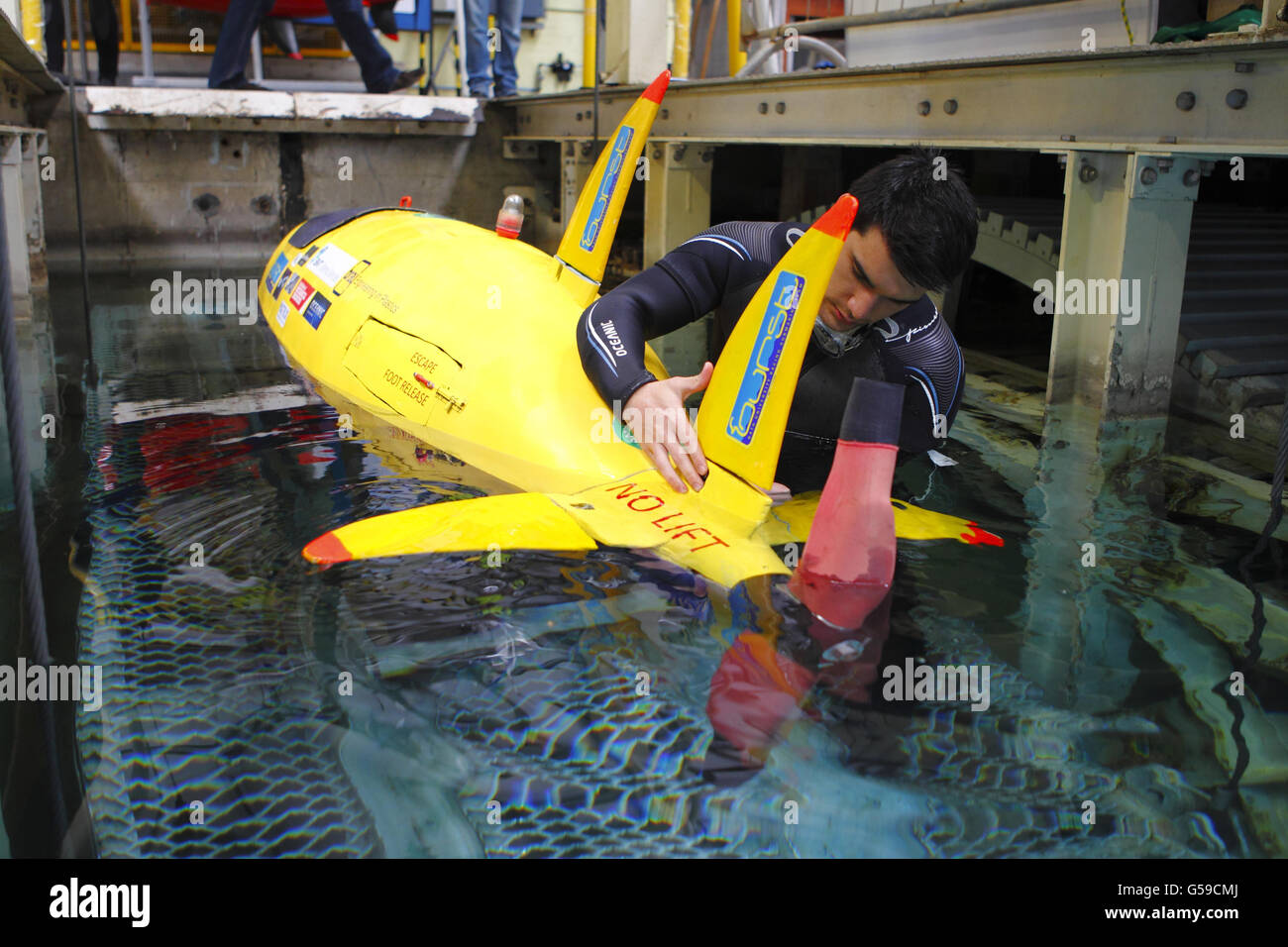 Engineering student Oli Fairfax, from Bath University, readies their ...