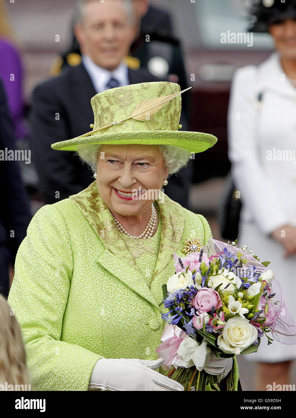 Queen Elizabeth II in the grounds of Stormont in Belfast, during a two ...